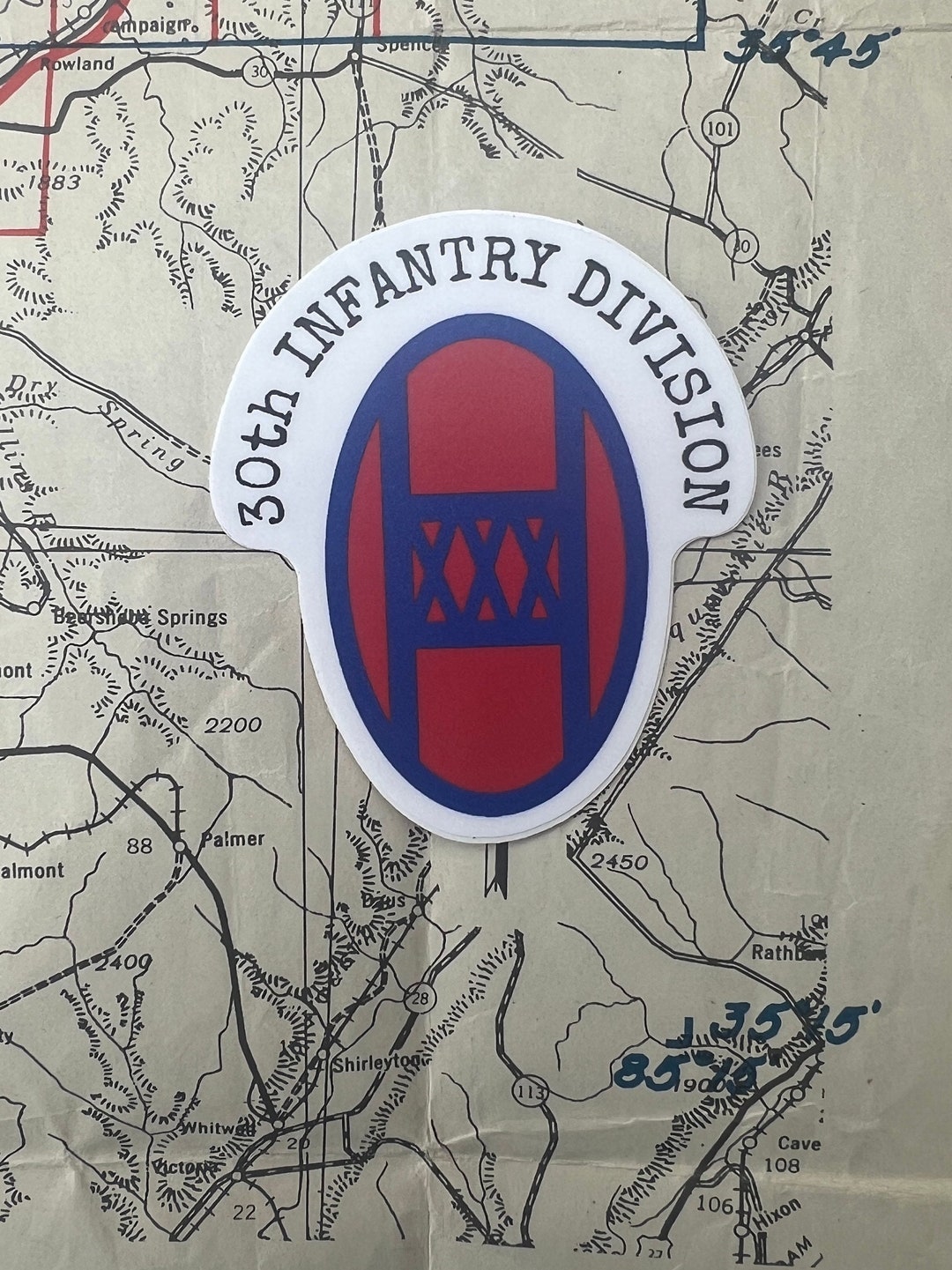 WWII 30th Infantry Division Patch Vinyl Sticker - Etsy
