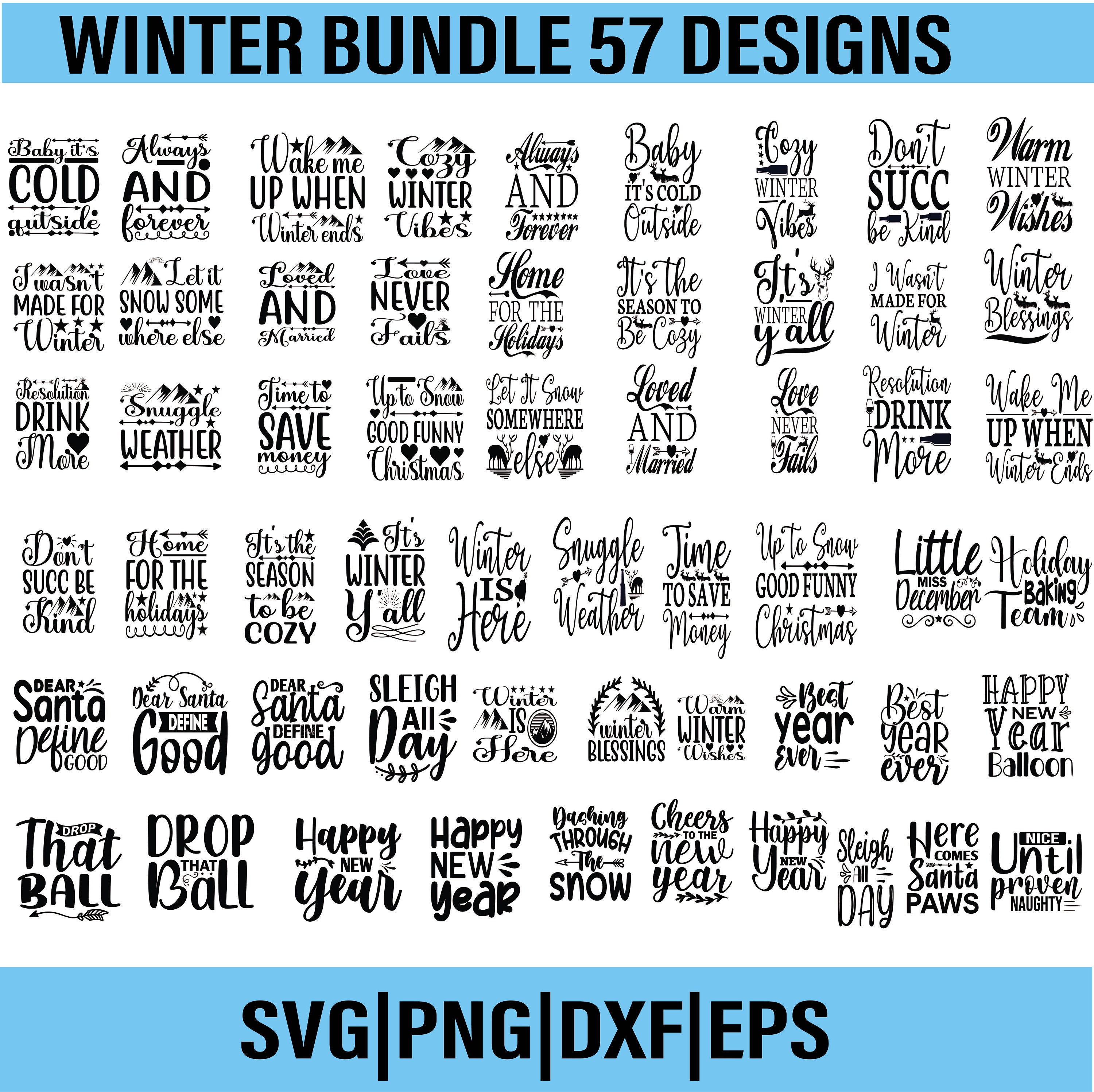Winter SVG Bundle, Christmas Svg, Winter Svg, Santa Svg, Christmas ...
