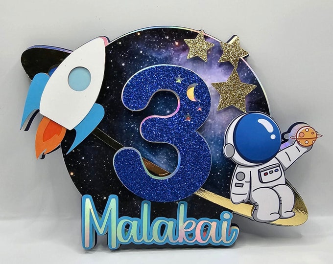 Space Cake Topper, Space Birthday Party, Astronaut Party Decor ...