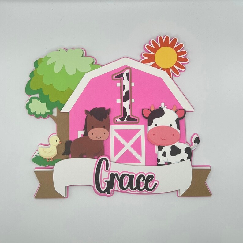 Farm Cake Topper Farm Birthday Decor Barn Cake Topper. - Etsy