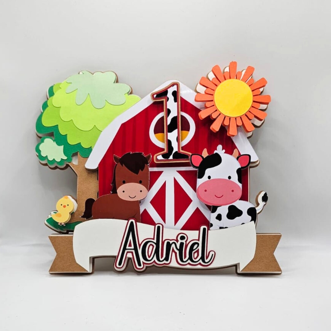 Farm Cake Topper, Farm Birthday Decor, Barn Cake Topper. - Etsy