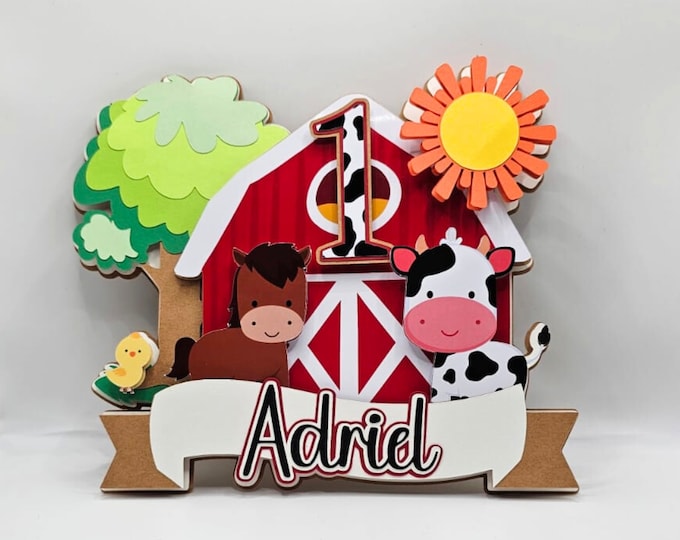 Farm Cake Topper, Farm Birthday Decor, Barn Cake Topper. - Etsy