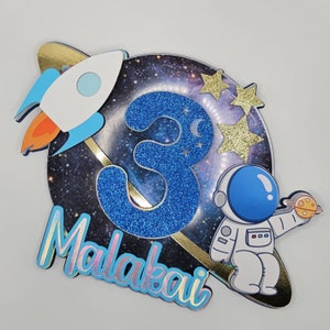 Topper de pastel espacial, fiesta de cumpleaños espacial, decoración de ...