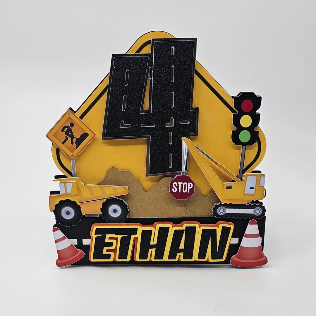 Construction Trucks Cake Topper, Construction Party, Trucks Cake Topper ...