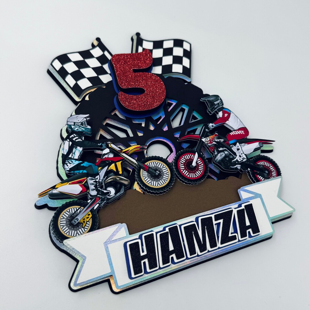 Motocross Cake Topper, Motocross Theme Birthday Party, Personalized ...