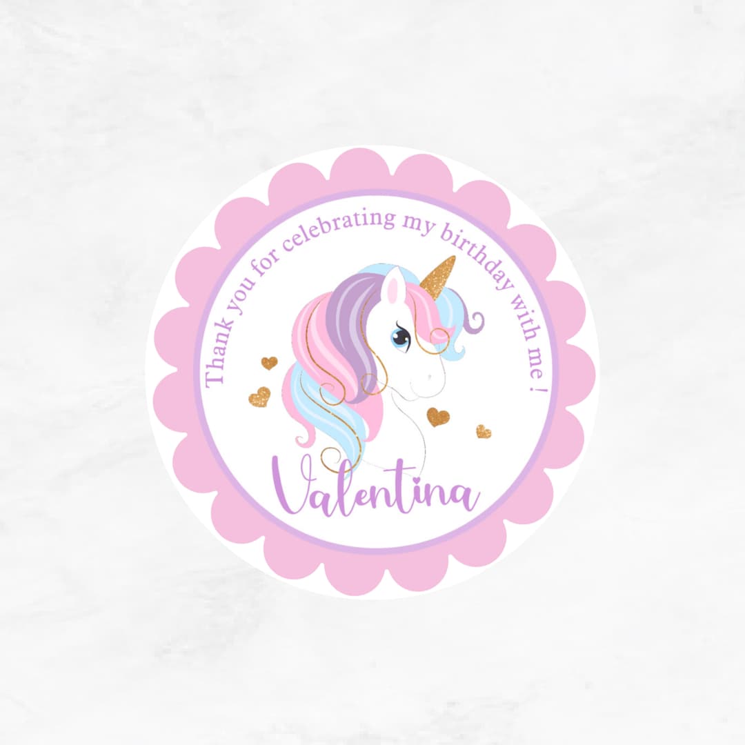 Unicorn Stickers, Unicorn Party Stickers, Personalized Birthday Party ...