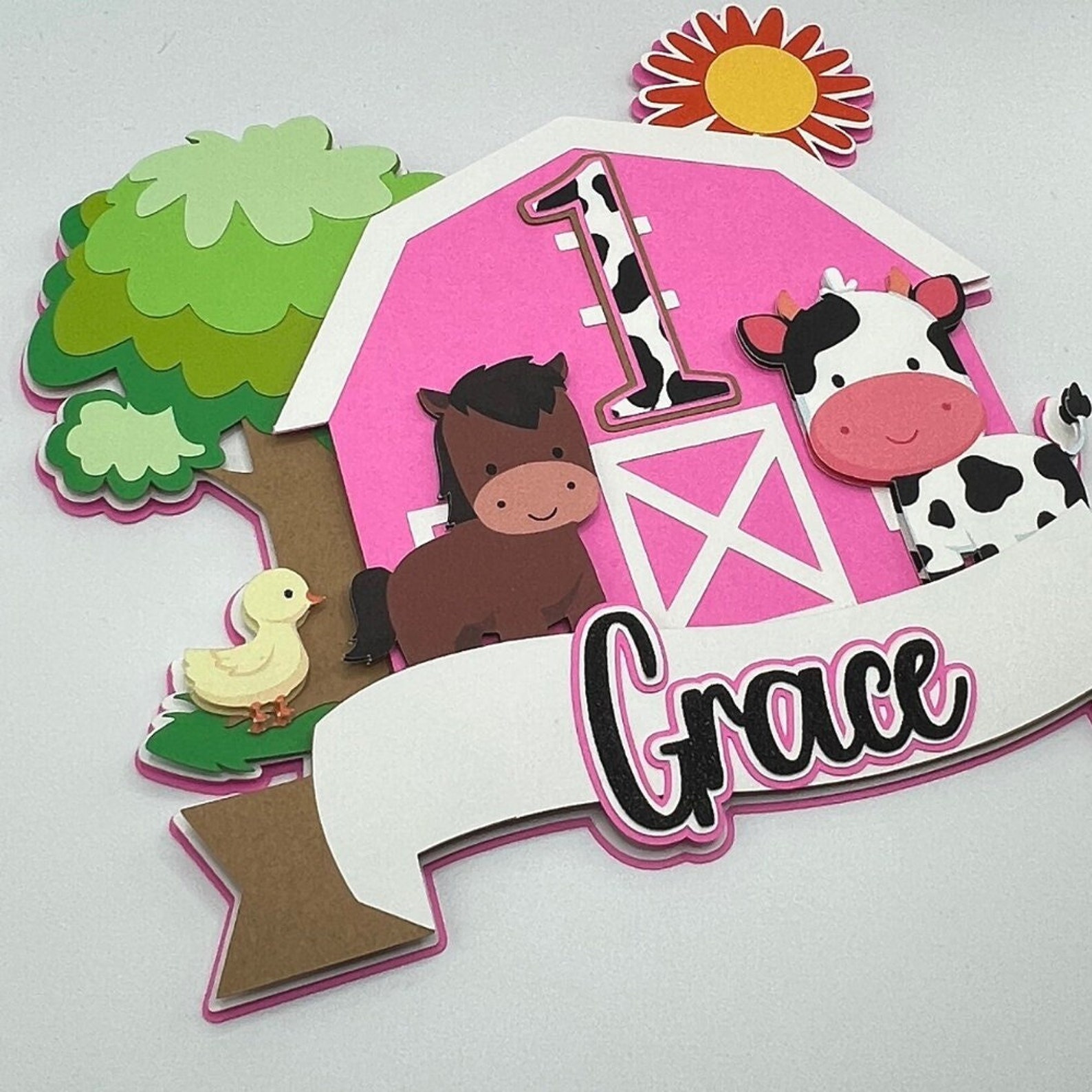 Farm Cake Topper Farm Birthday Decor Barn Cake Topper. - Etsy