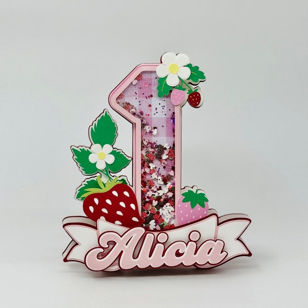 Strawberry Cake Topper, Strawberry Birthday Theme. - Etsy