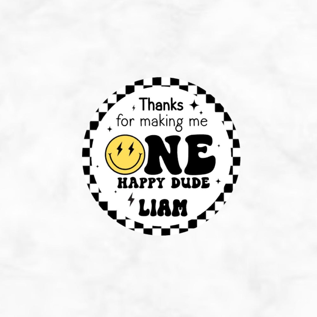 One Happy Dude Stickers, One Happy Dude Party Stickers, Personalized ...