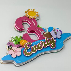 Tropical Birthday Topper, Summer Birthday Topper, Pool Party Cake ...