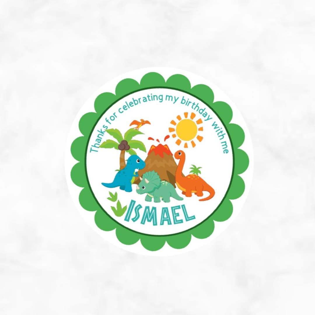 Dinosaur Birthday Party, Dinosaur Party Stickers, Personalized Birthday ...