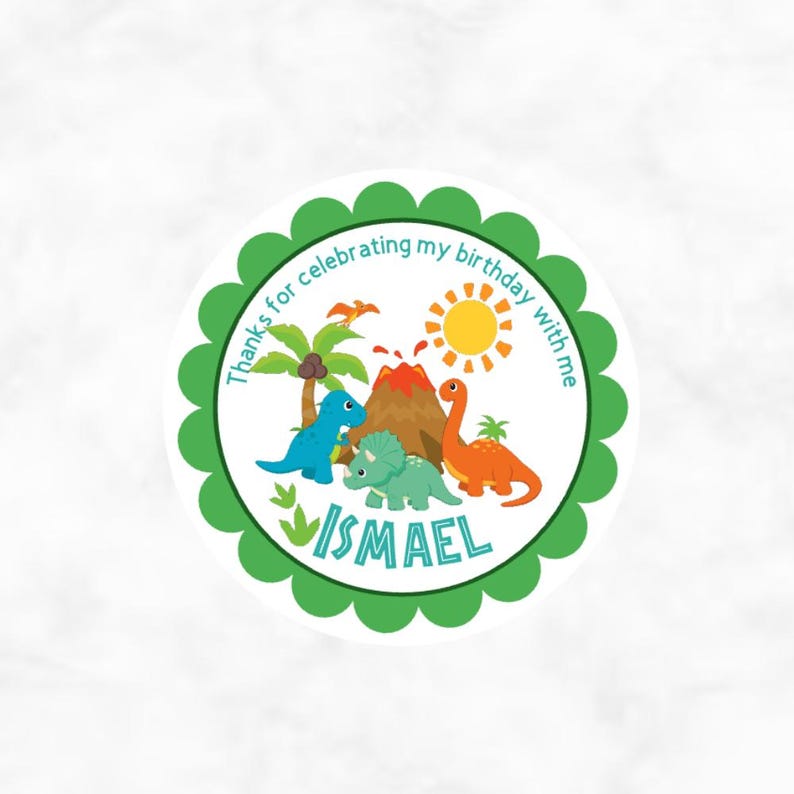 Dinosaur Birthday Party, Dinosaur Party Stickers, Personalized Birthday ...