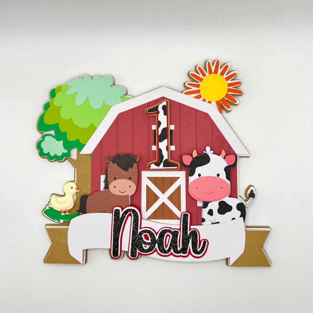Farm Cake Topper Farm Birthday Decor Barn Cake Topper. - Etsy