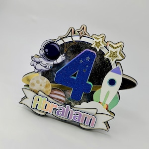 Space Cake Topper, Space Birthday Party, Astronaut Party Decor ...