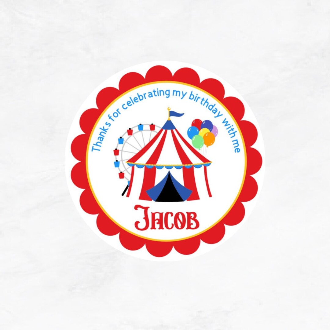 Circus Tent Stickers, Circus Birthday Party, Circus Party Stickers ...