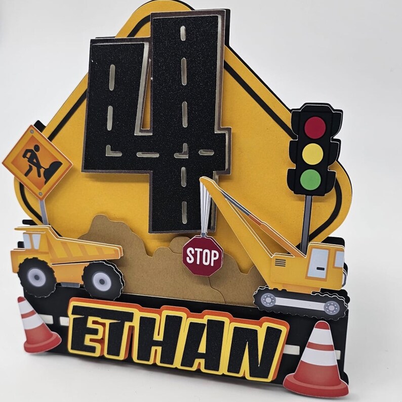 Construction Trucks Cake Topper, Construction Party, Trucks Cake Topper ...
