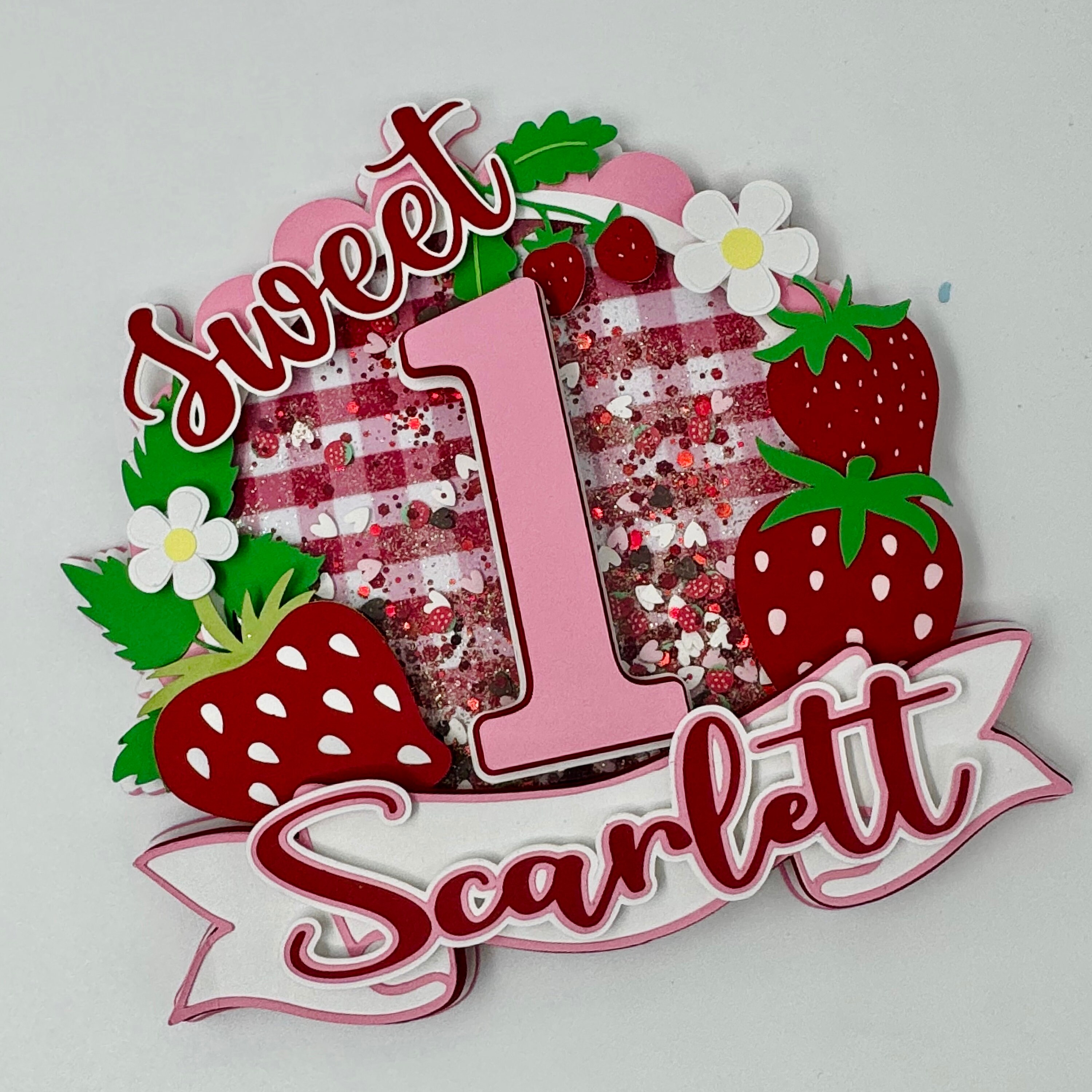 Strawberry Cake Topper, Strawberry Birthday Theme. - Etsy