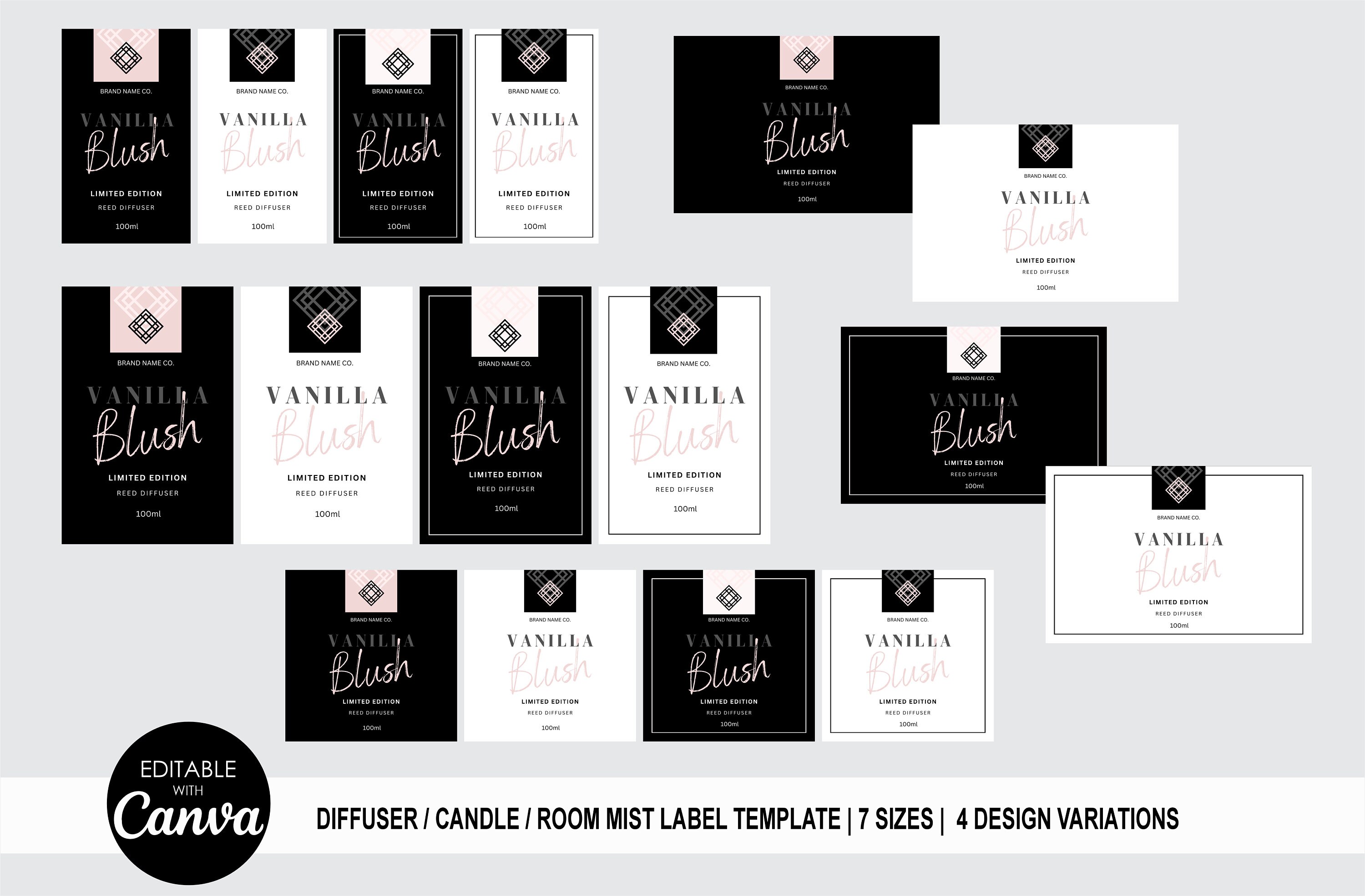 Reed Diffuser Label Template, Editable Product Label Template, DIY ...