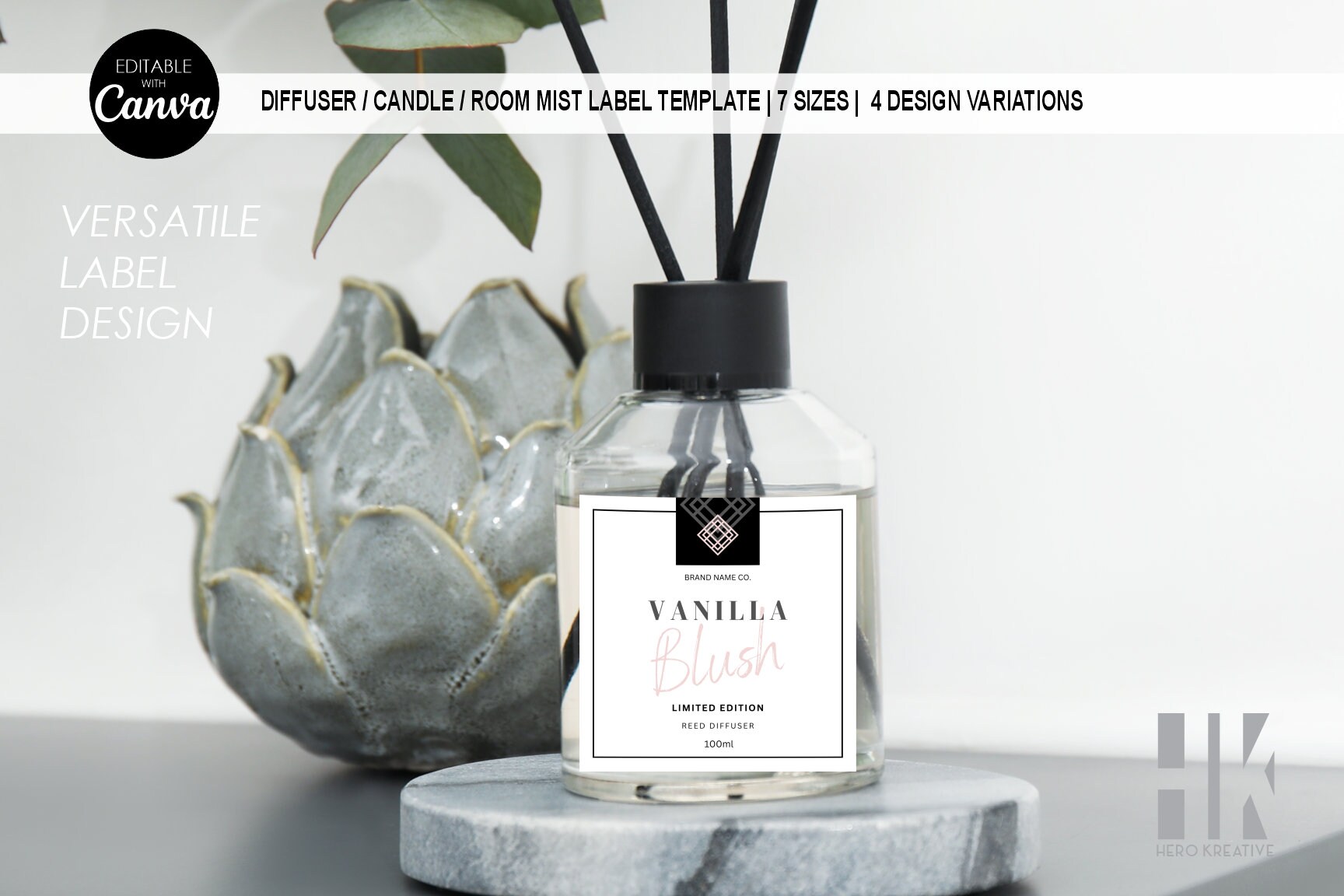 Reed Diffuser Label Template, Editable Product Label Template, DIY ...