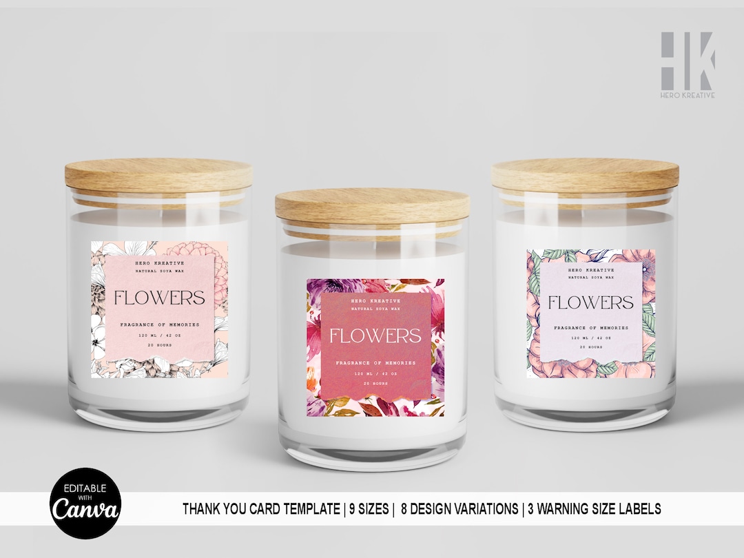 Candle Label Template Canva, Editable Candle Label Design, Printable ...
