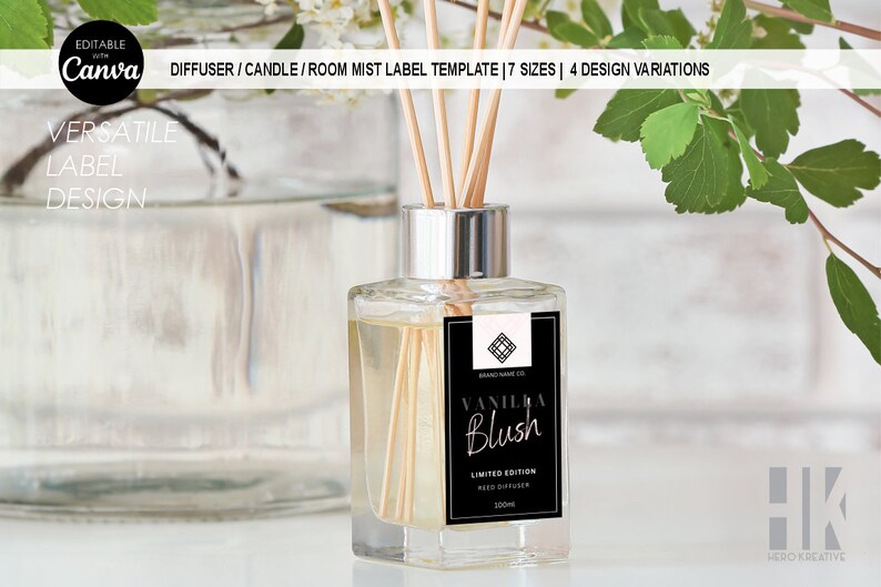 Reed Diffuser Label Template, Editable Product Label Template, DIY ...