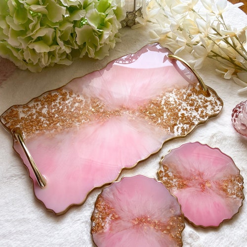 14x8 Shimmering Silver Gray Resin Tray and Set of - Etsy