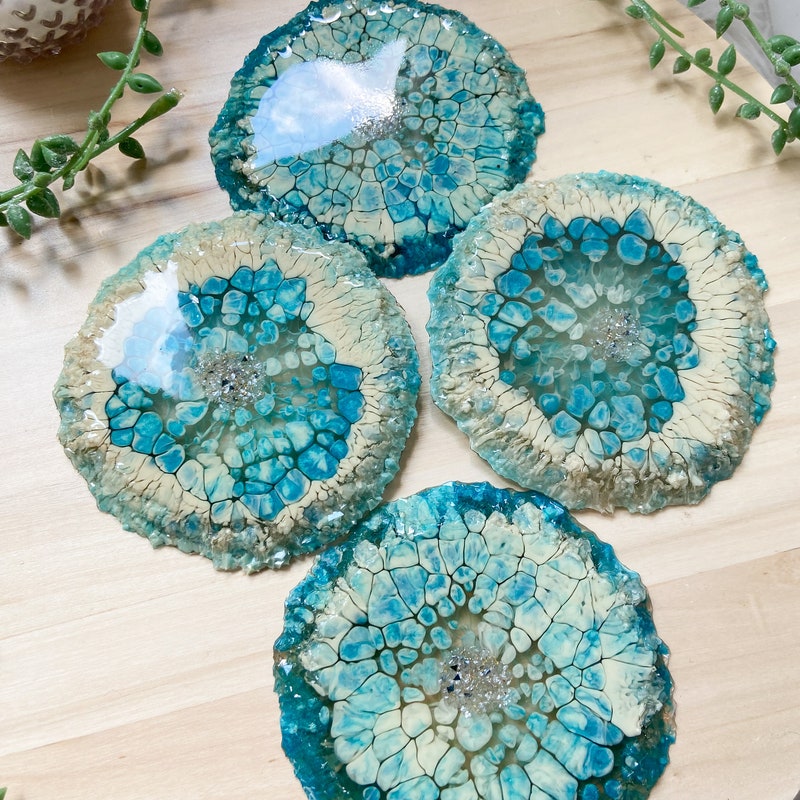 Blue Coaster Set - Etsy