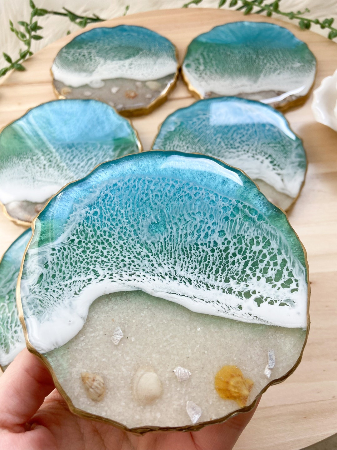 Resin Ocean Coasters Set of 6 Handmade Coastal Home Decor Gift Ideas ...