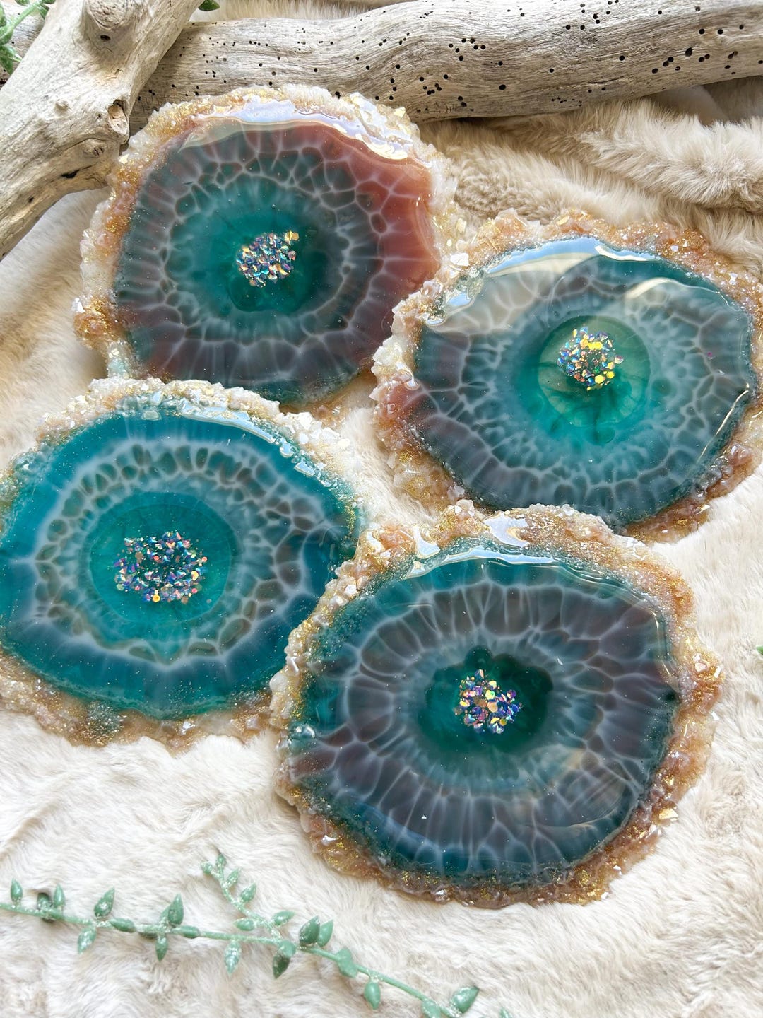 Luxury Larimar Geode Resin Coaster Set of 4 Handmade Home Decor Gift - Etsy