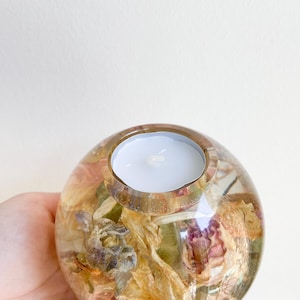 Resin Tea Light Candle Holder With Real Flowers Handmade Home Decor ...