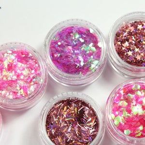 10 X PINK GLITTER POTS Random Bundle Pack Nails Art Cosmetic - Etsy