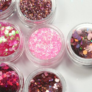 10 X PINK GLITTER POTS Random Bundle Pack Nails Art Cosmetic - Etsy