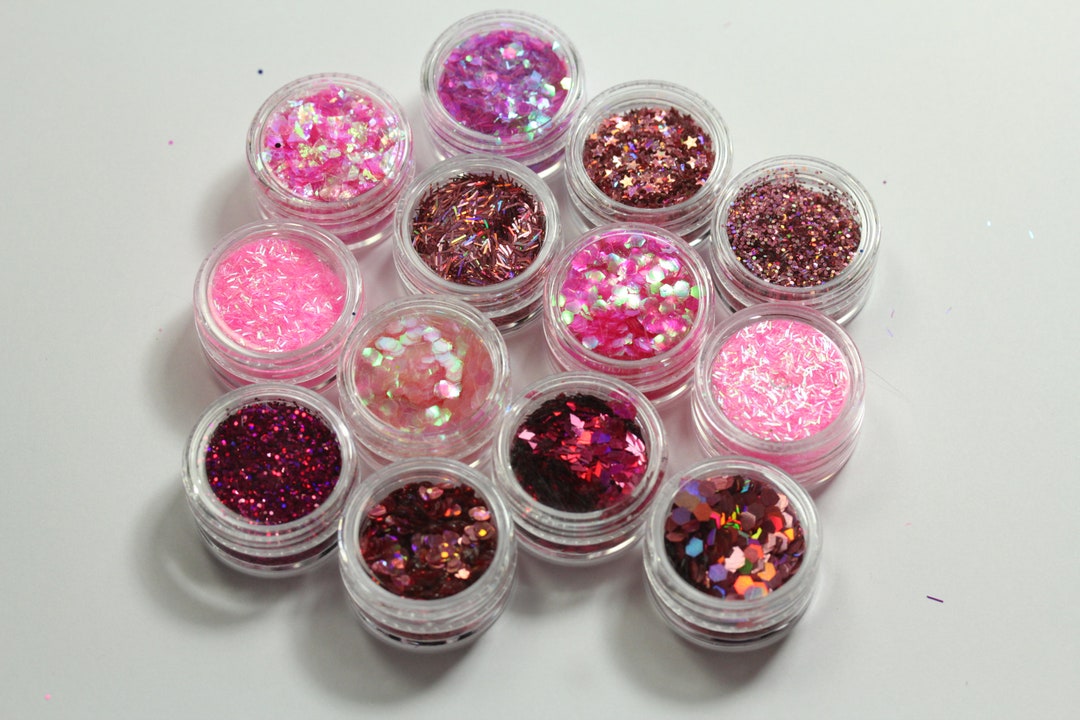 10 X PINK GLITTER POTS Random Bundle Pack Nails Art Cosmetic - Etsy