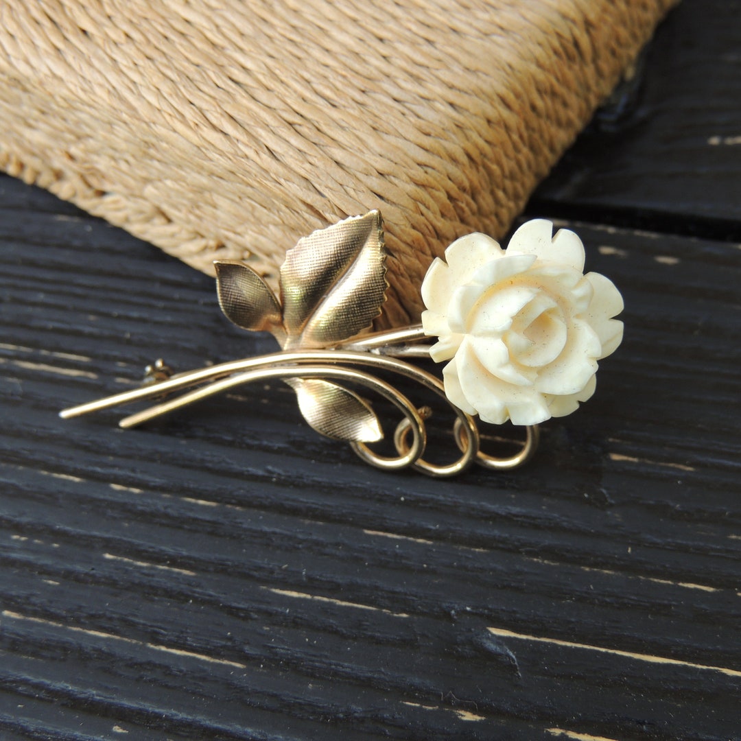 Vintage Winard 12K GF Brooch Creamy White Flower, Gold Plated Metal. - Etsy