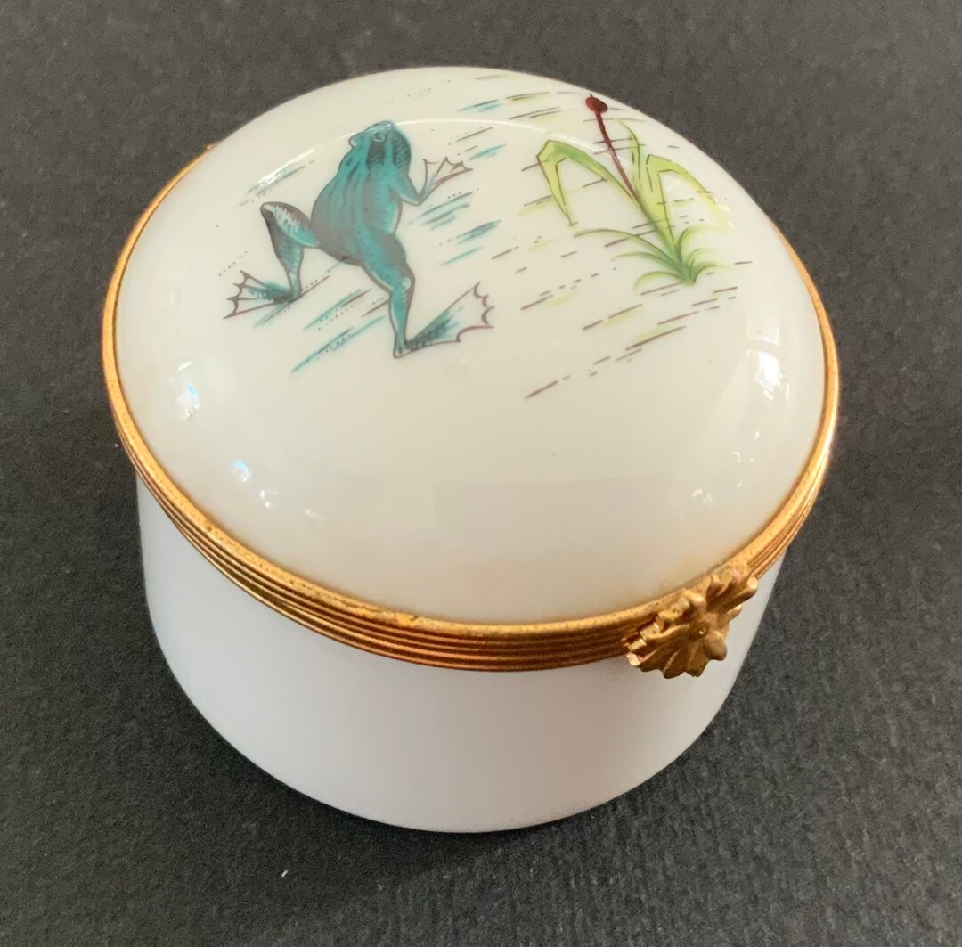 Froglimoges Frog Canister Style Box With Latched Lid - Etsy