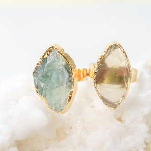 Raw Crystal Statement Rings | Amethyst, Clear Quartz, Black Tourmaline ...