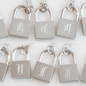 Initial Lock Necklace, Letter Gold Necklace, Dainty Necklace, Lock ...