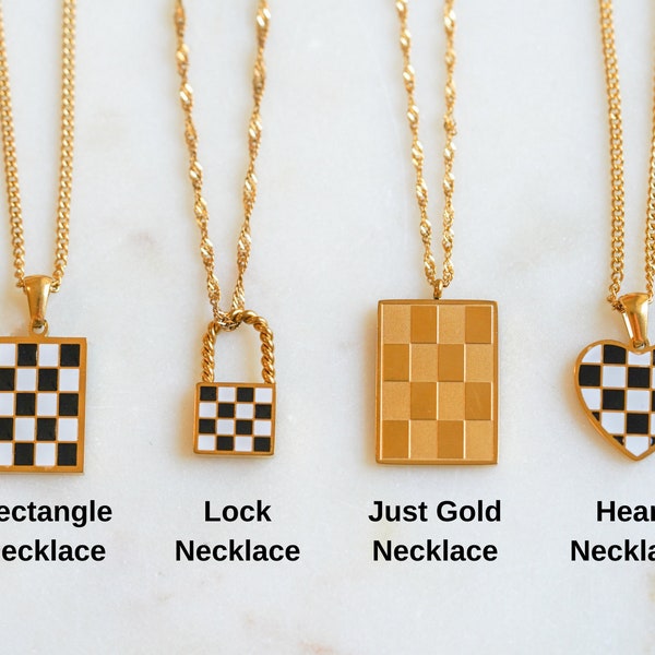 Checkered Necklace - Etsy