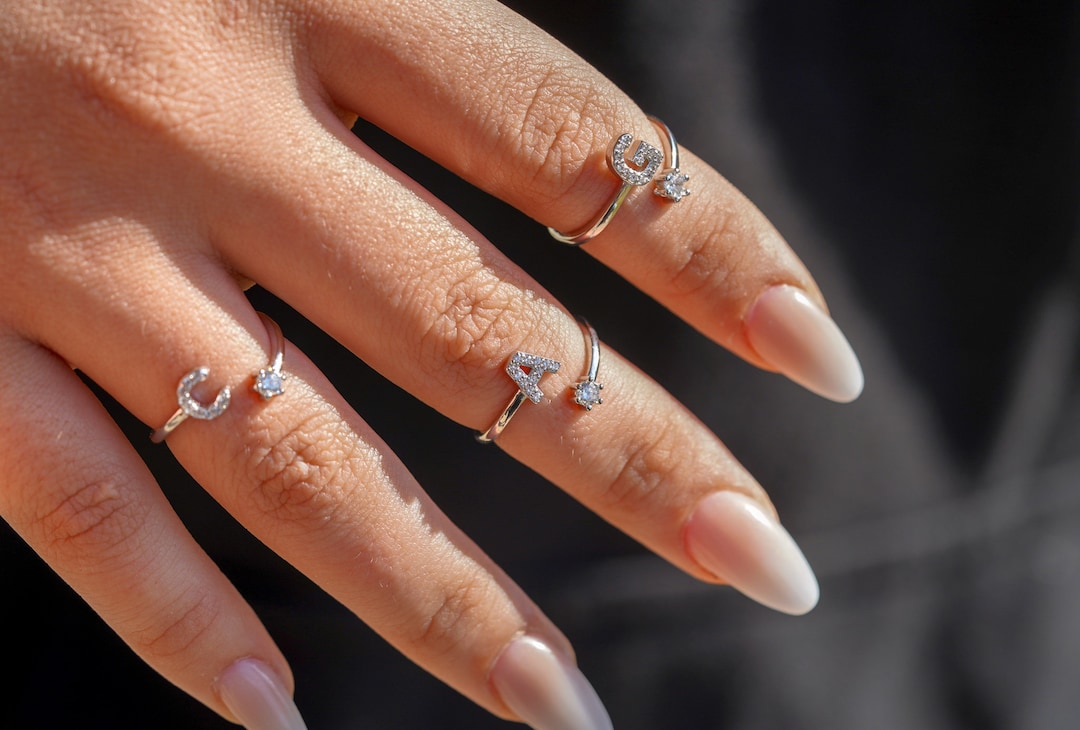 Sterling Silver Monogram Ring, Letter Ring, Sterling Silver Ring ...