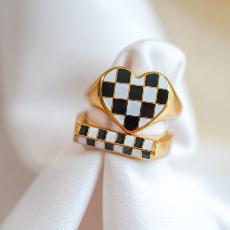 Heart Ring Checkered - Etsy