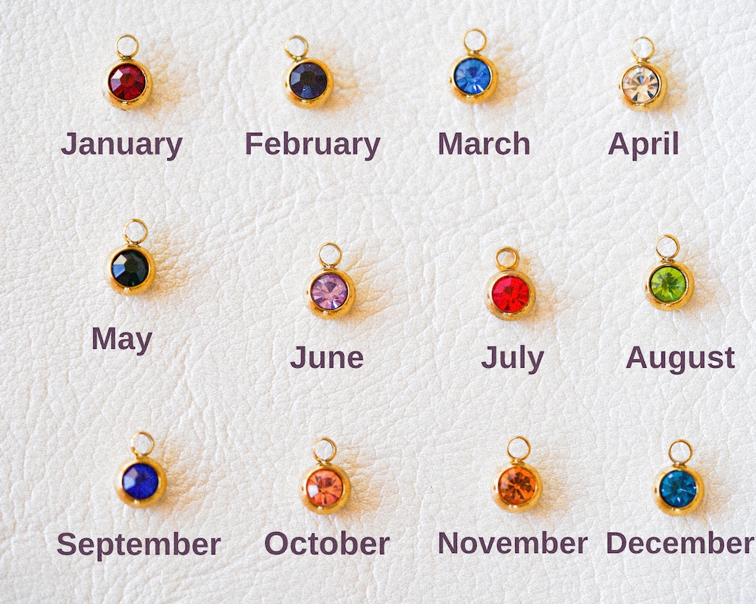 Add-on Birthstone Charm, Gold Birthstone, Birthstone Pendant, Christmas ...
