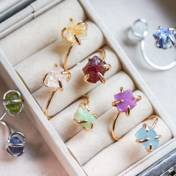 Rough Gemstone Ring - Etsy UK