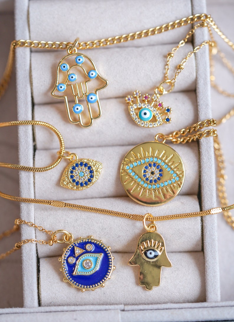 Evil Eye Necklace, Evil Eye Charm, Evil Eye Pendant, Gold Filled Evil ...