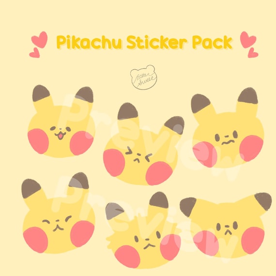 Pikachu Digital Sticker Pack Cute Printable Pokémon - Etsy