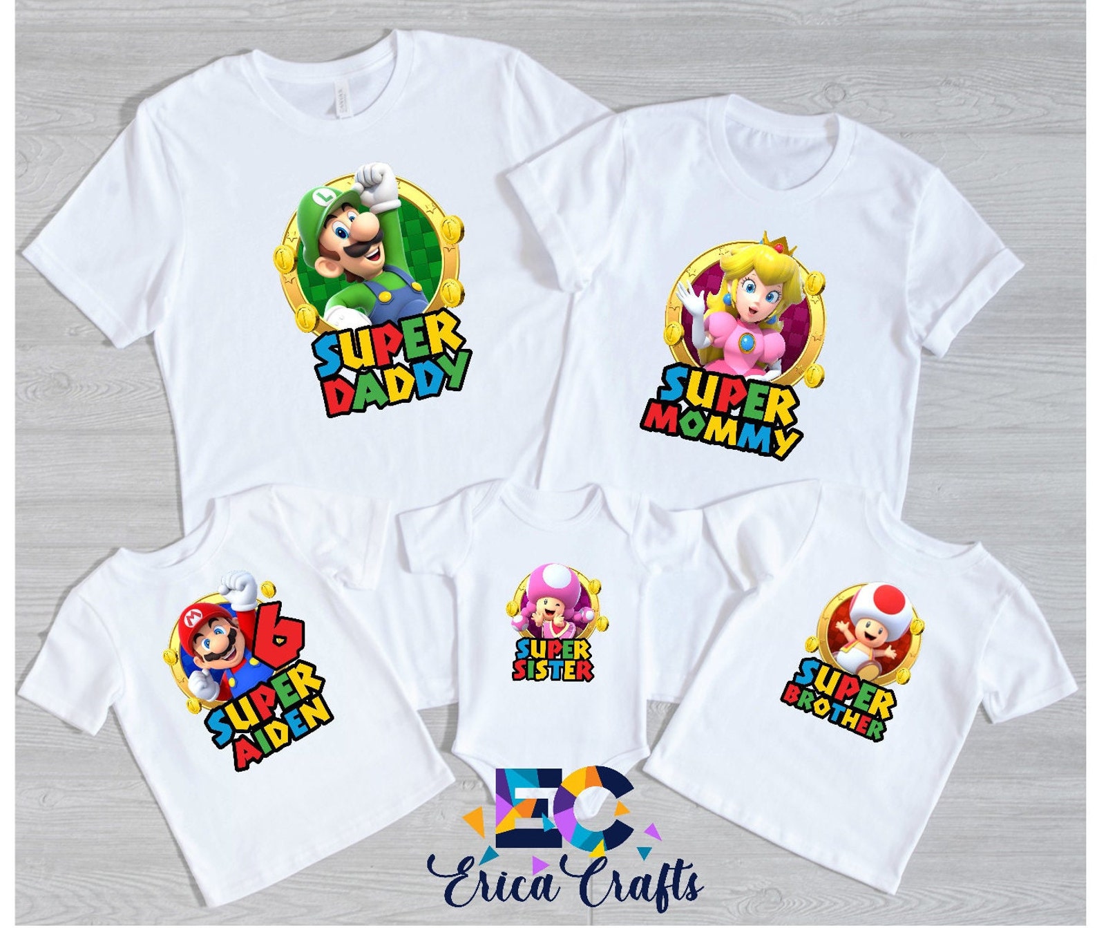 Super Mario Family Shirts Custom Birthday Shirt Mario Bros | Etsy