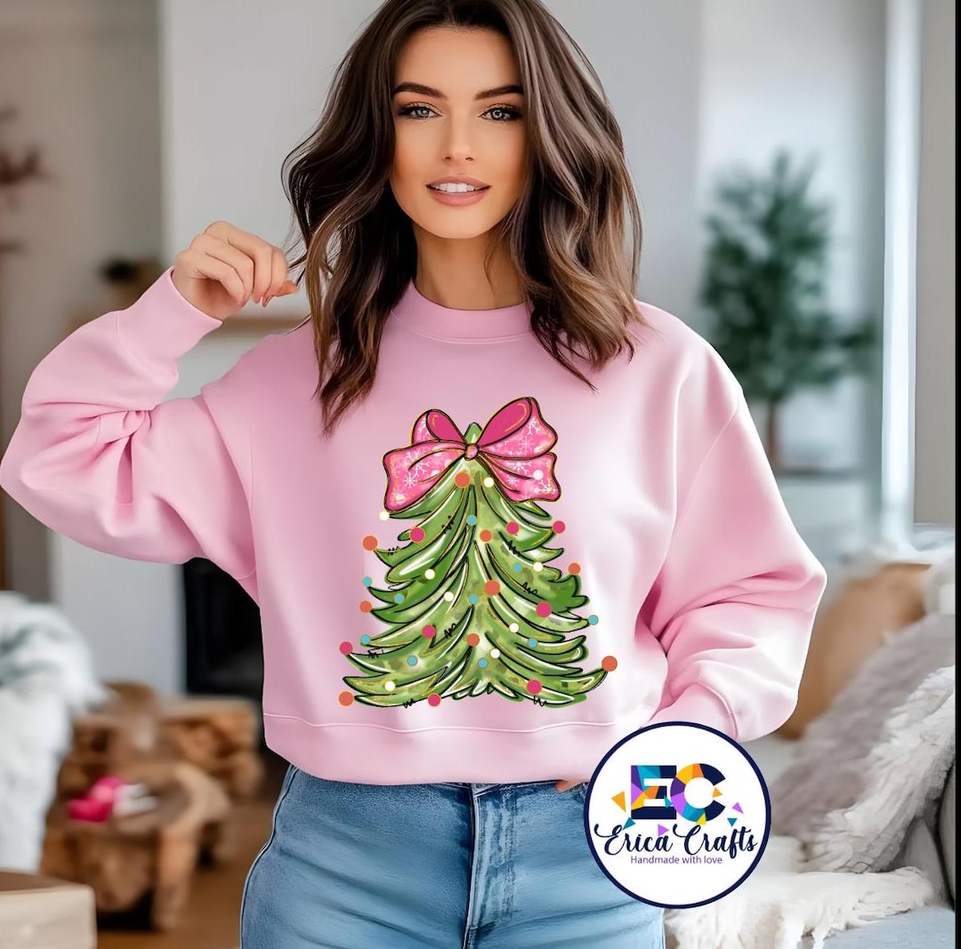 Christmas Tree Bow Shirt, Christmas Sweatshirt for Women, Christmas ...
