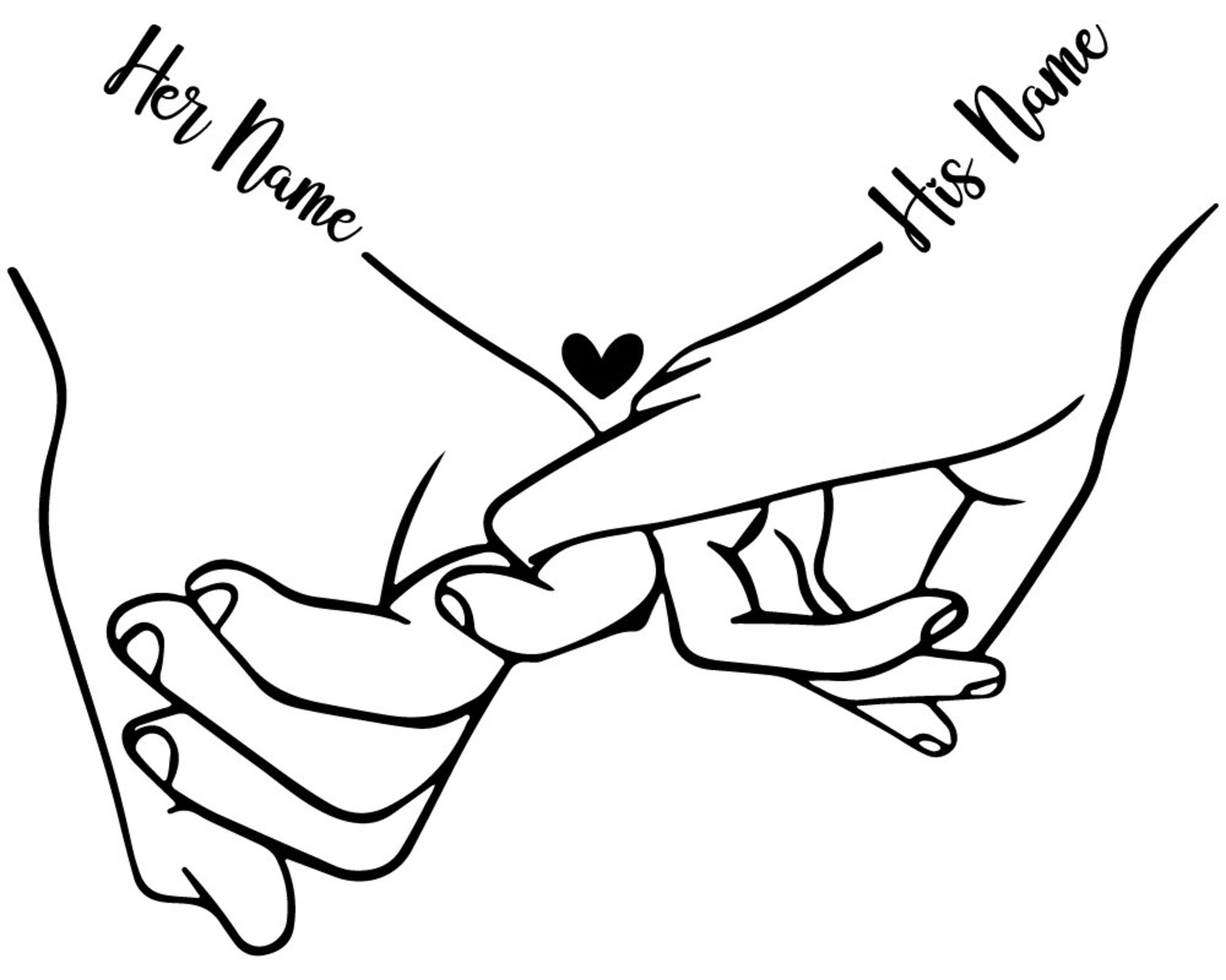 Custom Love Embrace: Hand-in-hand Couple Canvas With Personalized Names ...