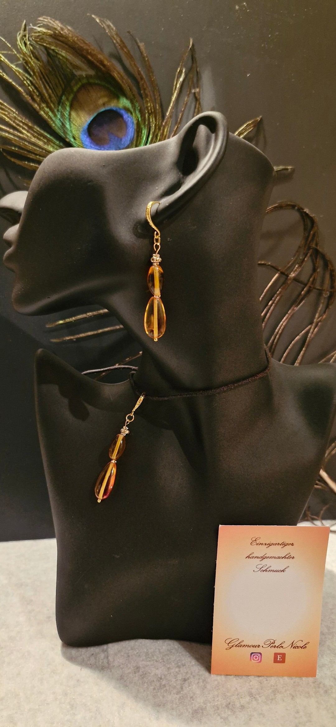 Handmade Amber Drop Earrings Boho Amber Fossil Jewelry Baltic Cognac ...