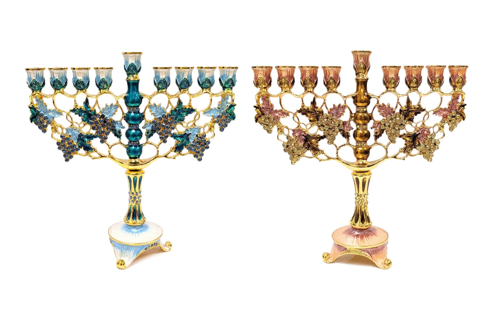 Hand Painted Grape Menorah With Crystals - Etsy