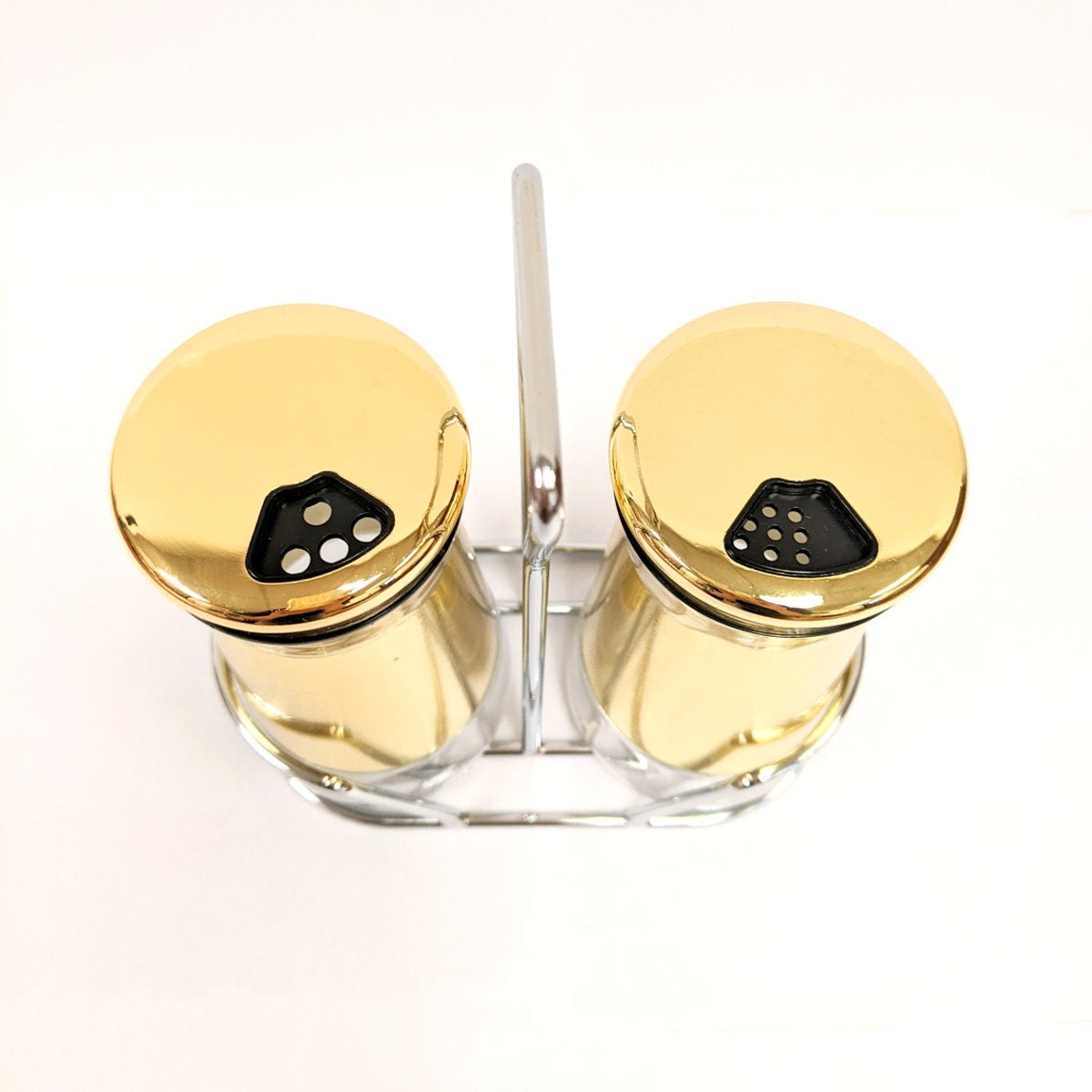 Gold Salt and Pepper Shaker With Stand - Etsy